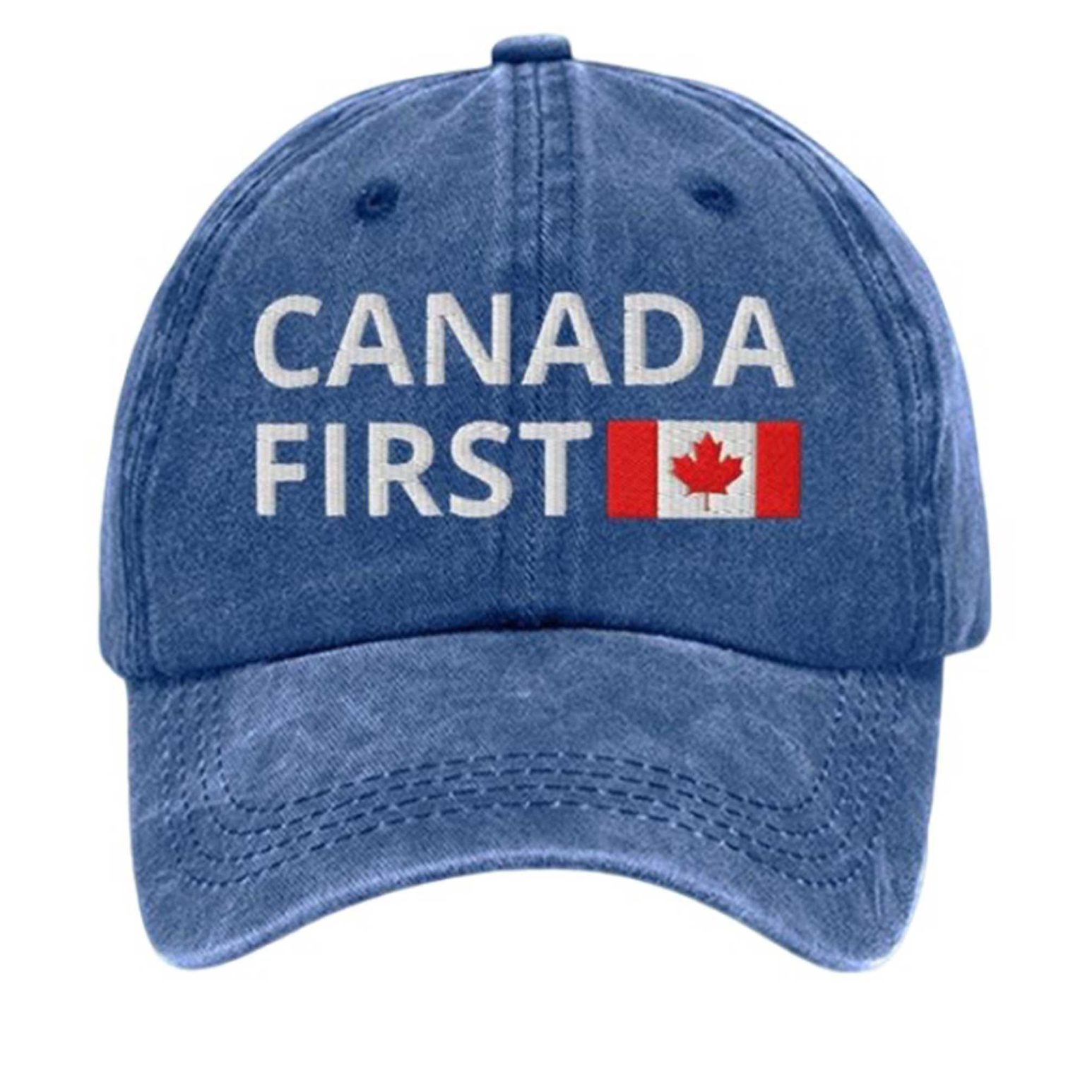 Unisex Distressed Washed Cotton Canada First Hat