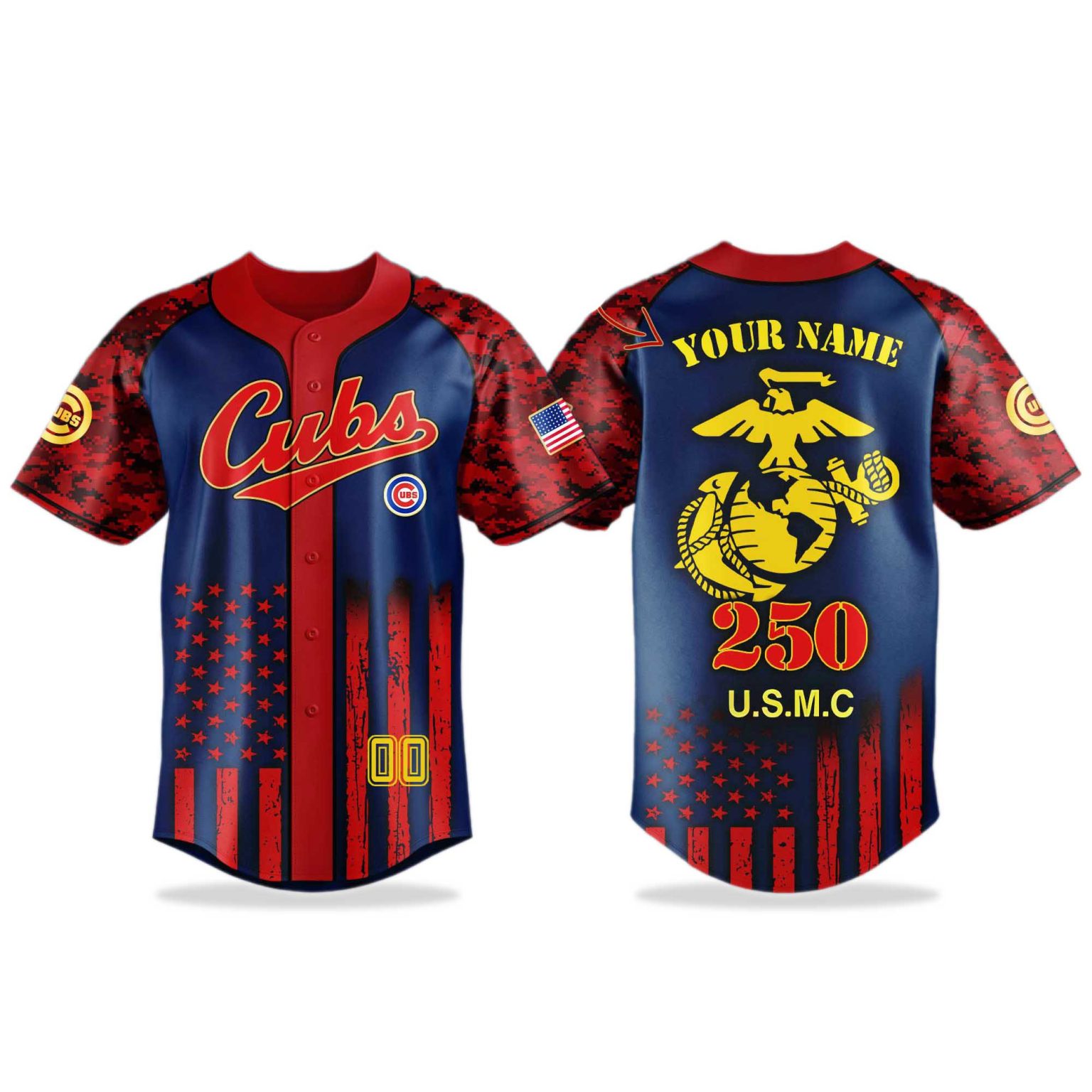 Chicago Cubs U.S. Marine Corps Patriotic 250 Years Tribute Jersey 2025