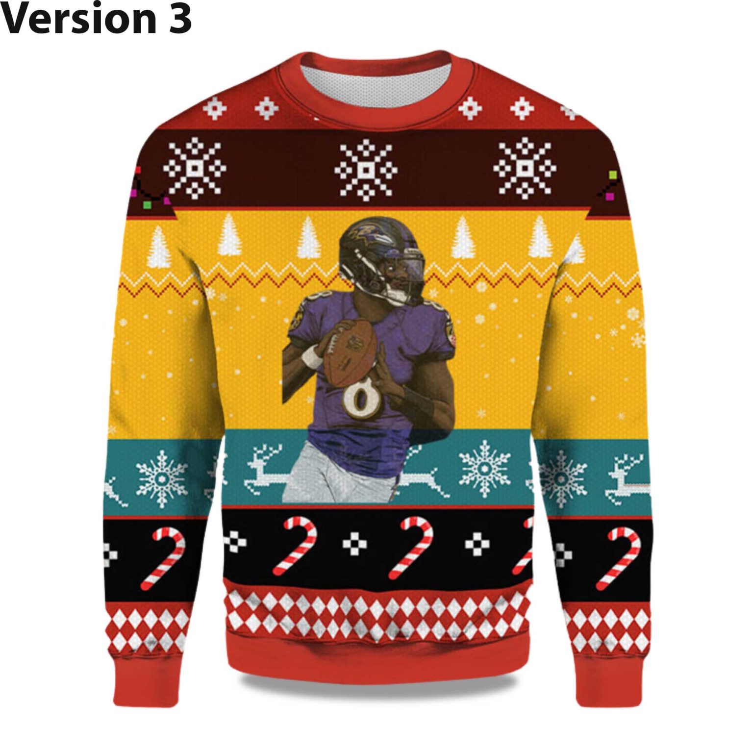 2025 Lamar Jackson Baltimore Ravens Ugly Sweater