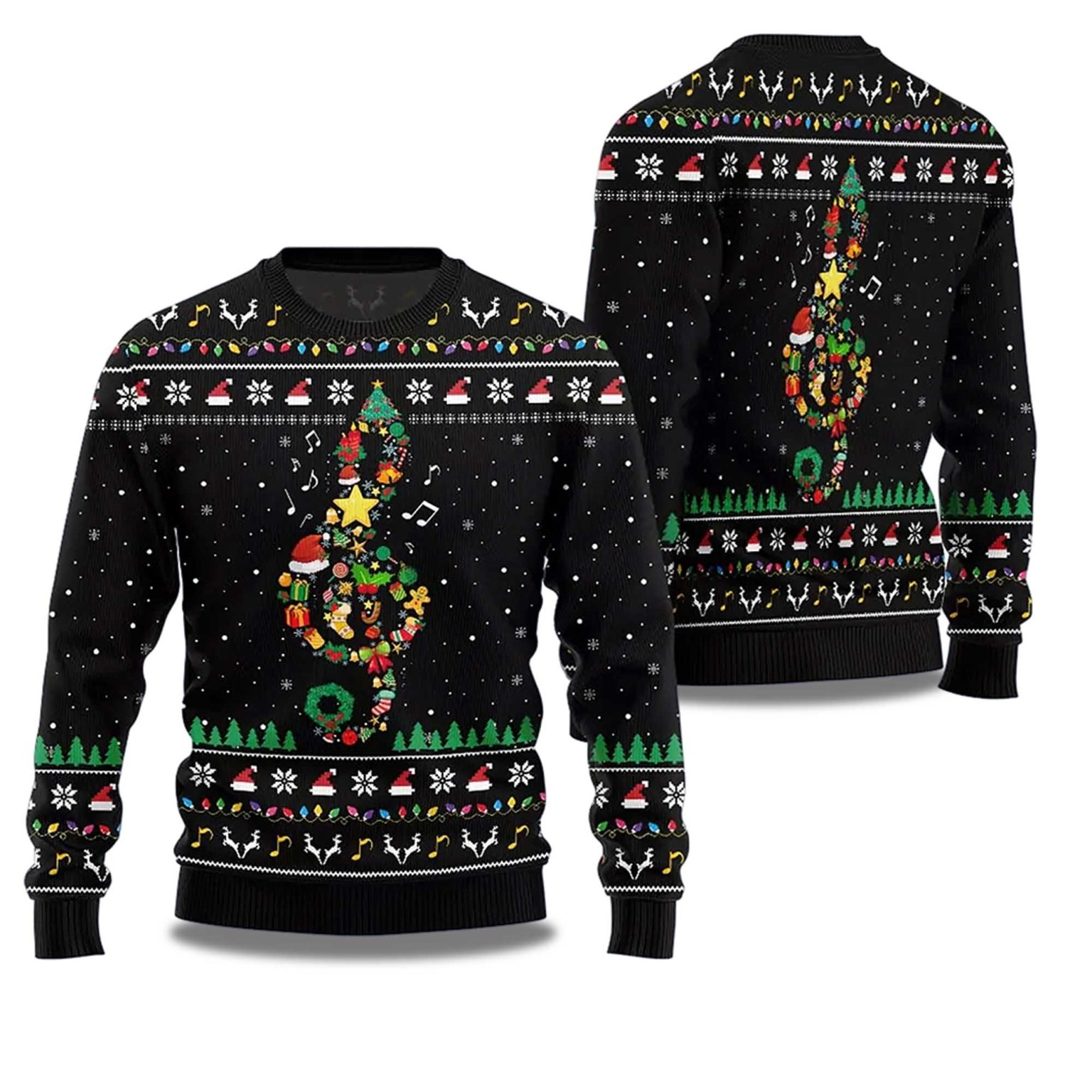 2025 Radiant Music Note Ugly Christmas Sweater
