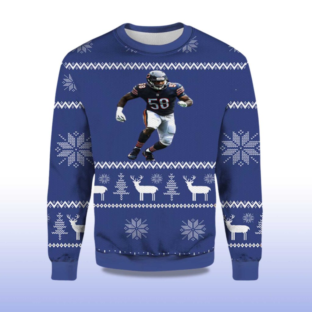2025 Roquan Smith Chicago Bears Ugly Christmas Sweater