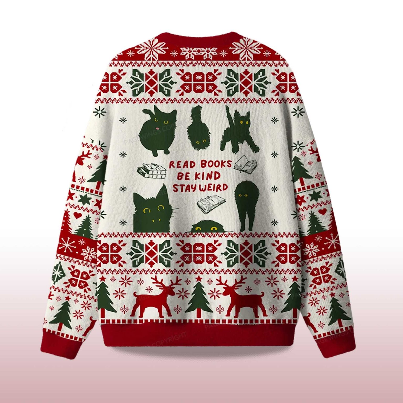 2025 Read Books Be Kind Stay Weird Ugly Christmas Sweater