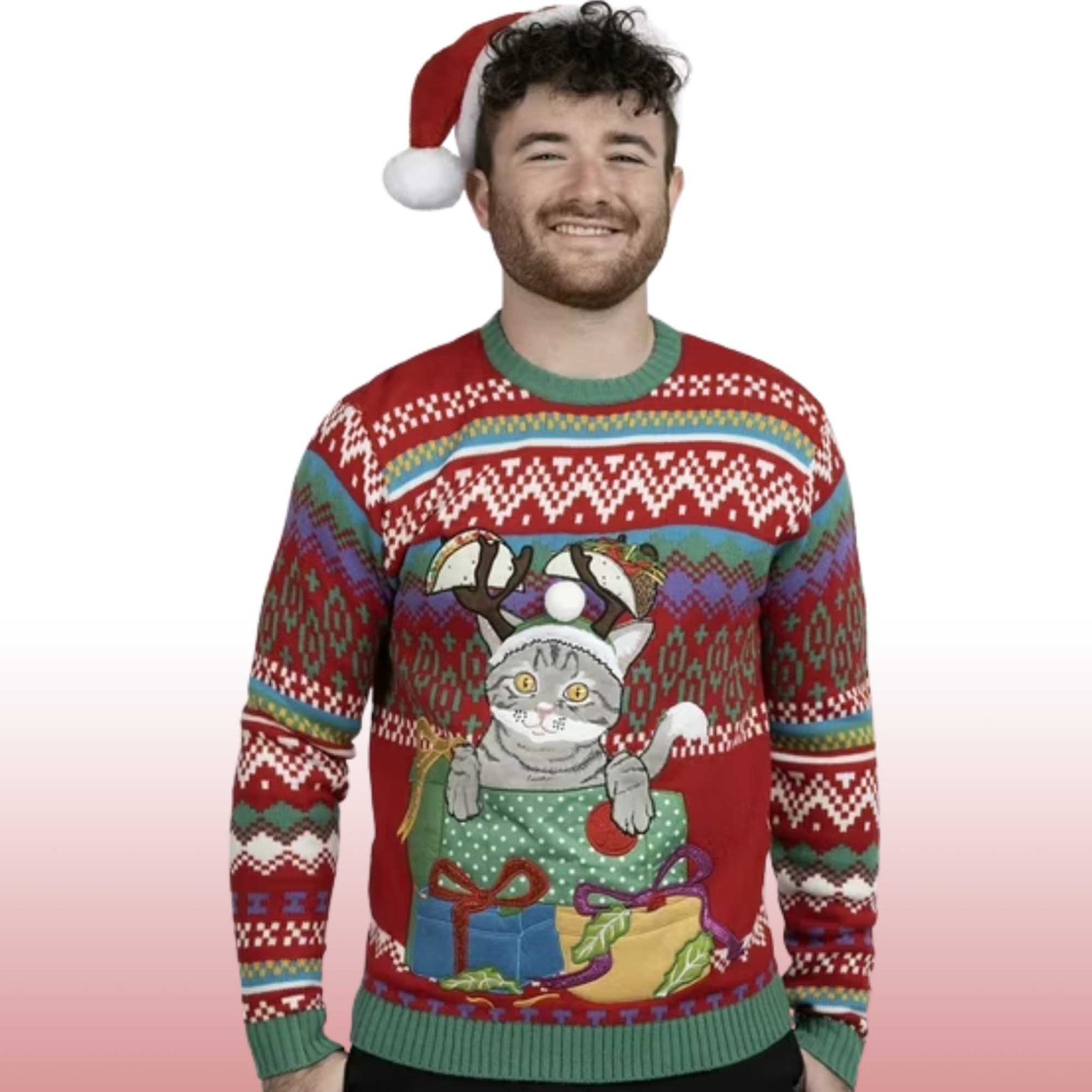 2025 Taco Cat Ugly Christmas Sweater