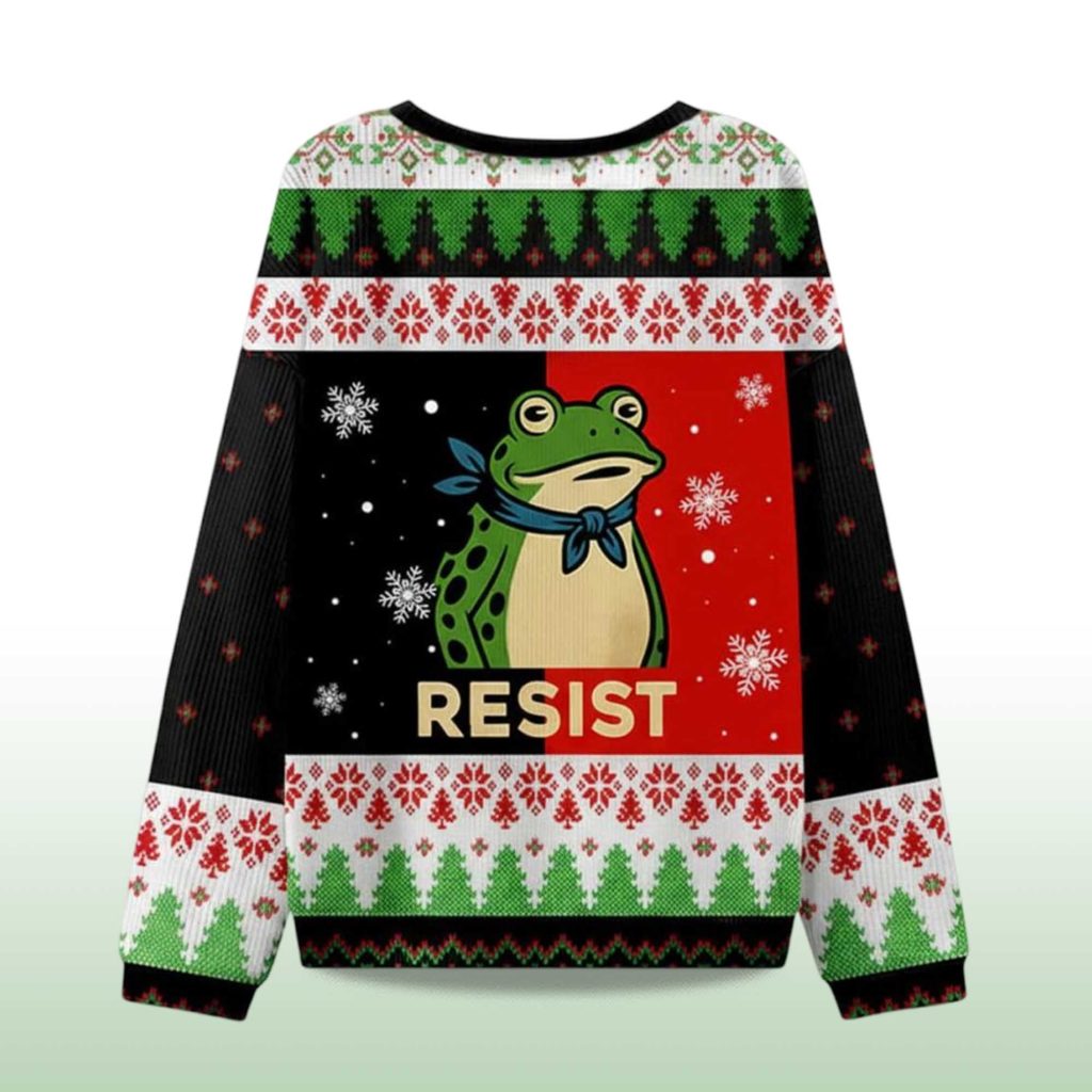 Resist Portland Frog Ugly Christmas Sweater